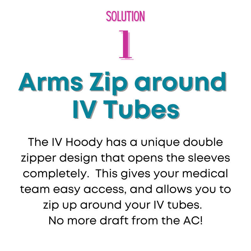 Stay warm during medical Infusions with the Patent Pending - IV Hoody!